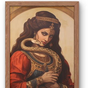 Lilith With Snake Wall Art, Vintage Oil Painting, Dark Art, Occult ...