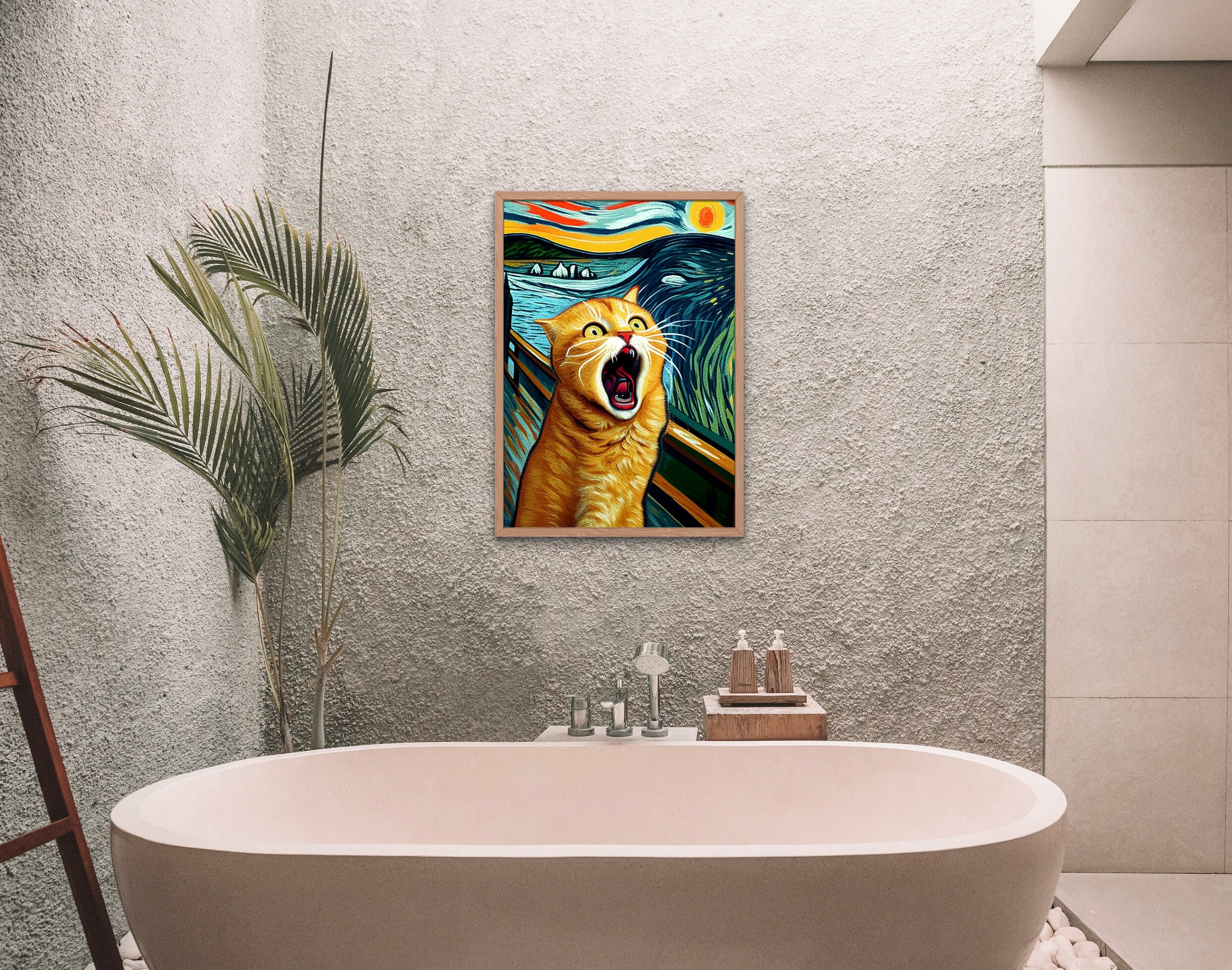 The Scream, Funny Cat Lover Gift, Edvard Munch Cat Poster, Digital Wall ...