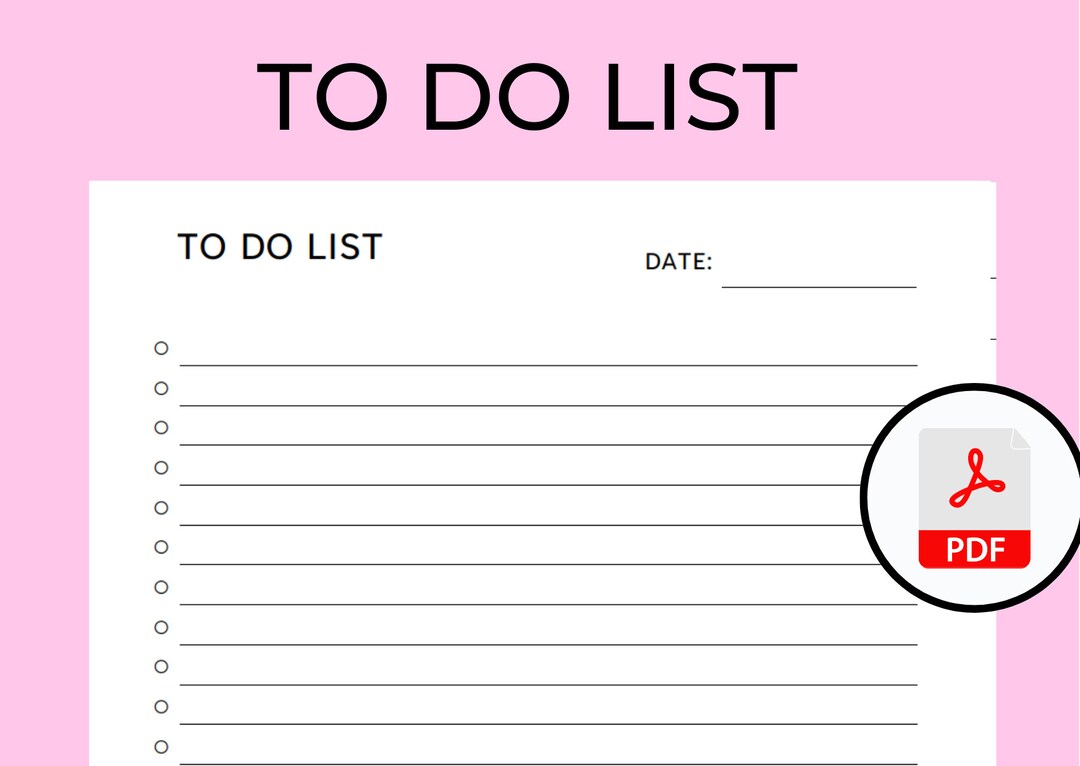Minimal to Do List Printable, PDF Digital to Do List, Simple Tasks List ...