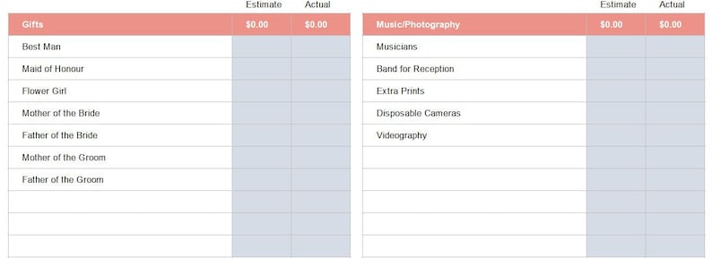 Wedding Budget Planner Excel, Simplistic Wedding Planning Spreadsheet ...