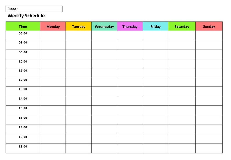 Editable Weekly Schedule, Printable Weekly Schedule - Etsy