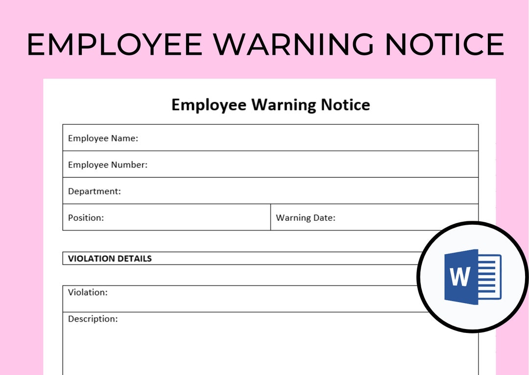 Employee Written Warning Notice for Work, Employee Discipline, Employee ...