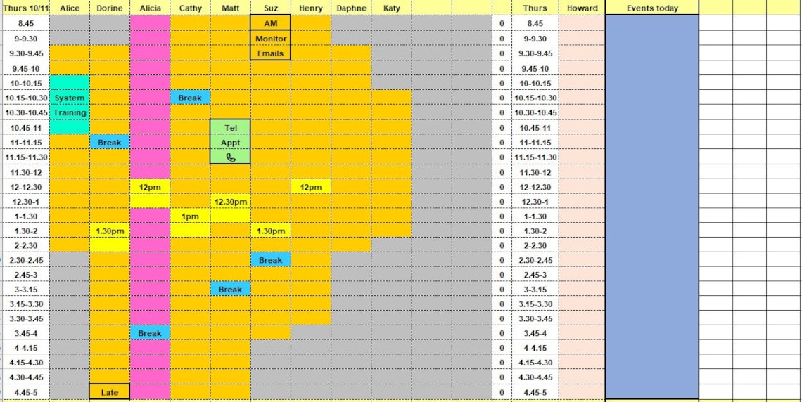 Staff Rota, Staff Roster, Schedule for Work, Shift Manager - Excel - Etsy