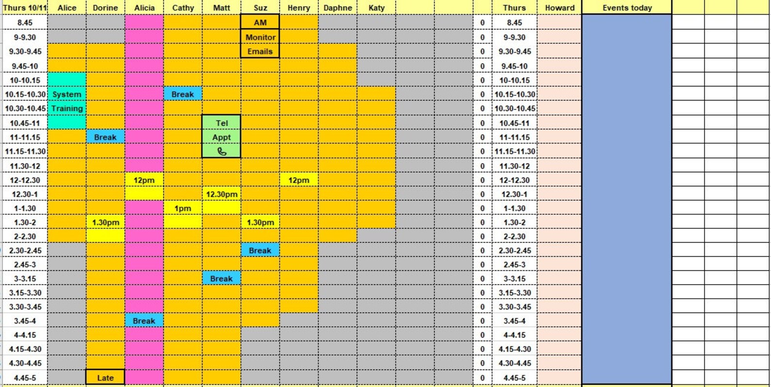 Staff Rota, Staff Roster, Schedule for Work, Shift Manager - Excel - Etsy