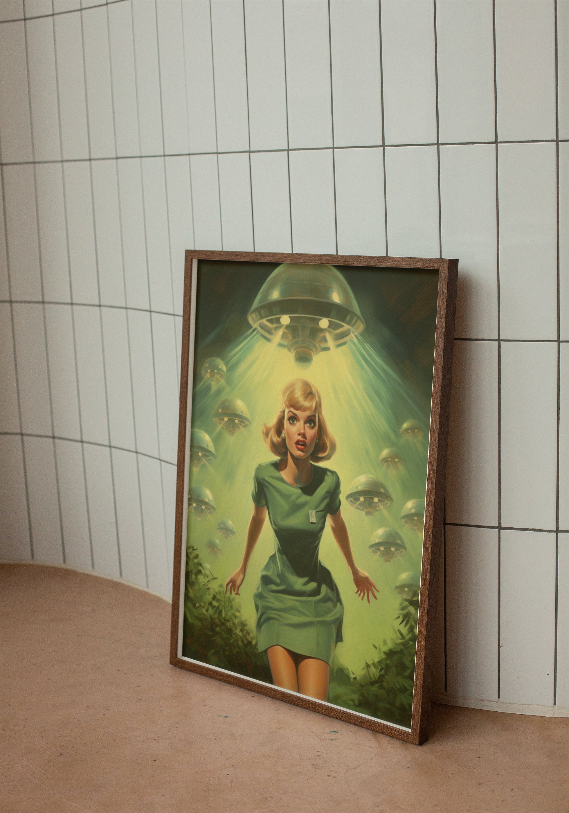 1950's Alien Invasion, Trippy Wall Art, Retro Cosmic Art, Vintage Art ...