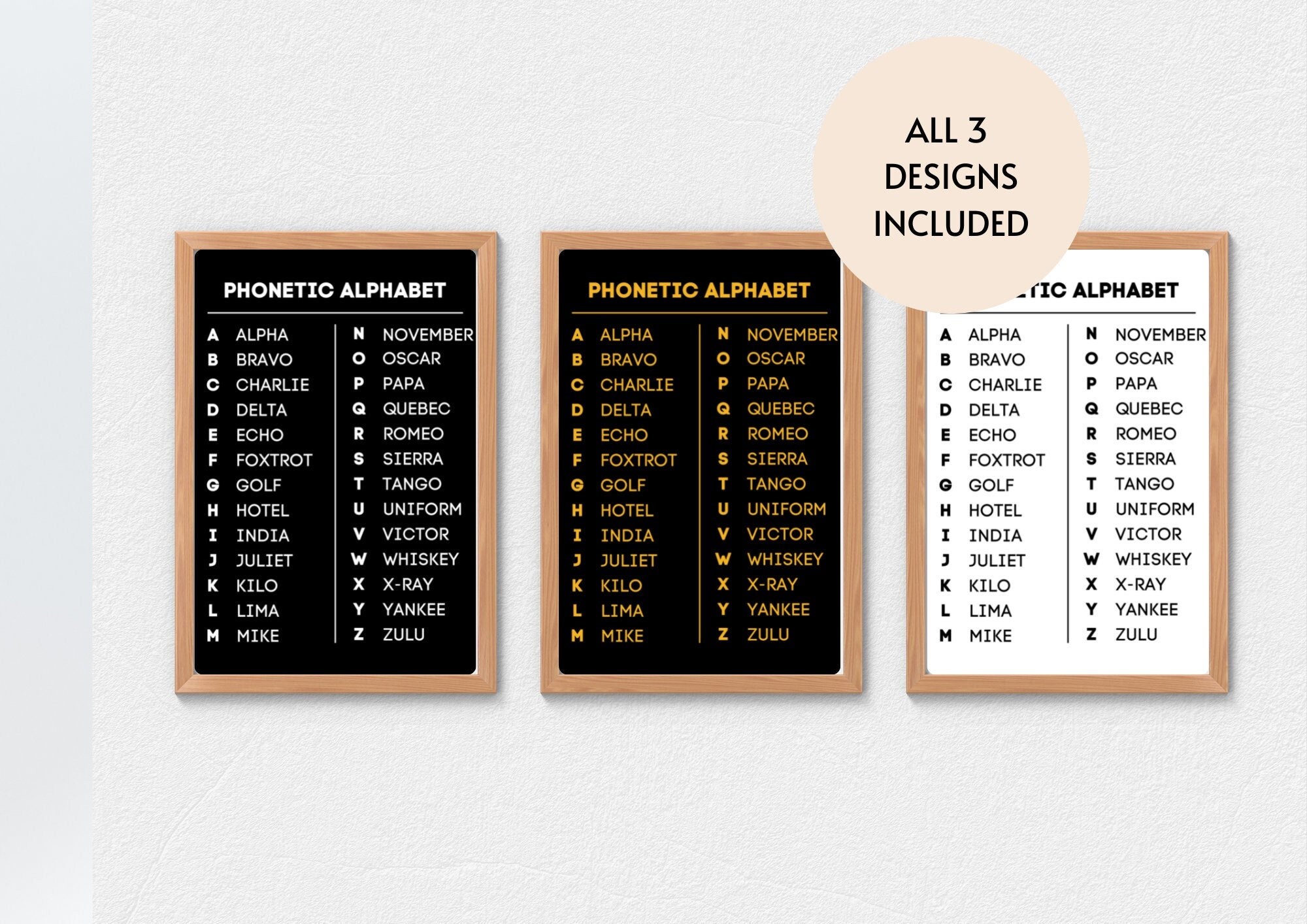 NATO Phonetic Alphabet, NATO Phonetics Wall Art, 3 Designs Included ...