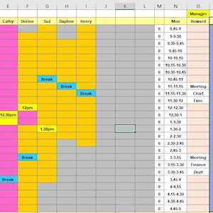 Staff Rota, Staff Roster, Schedule for Work, Shift Manager - Excel - Etsy