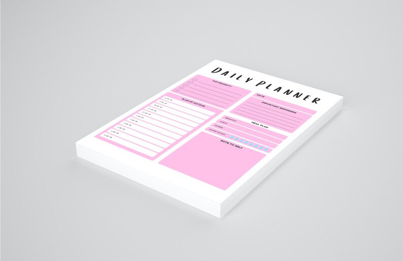 Printable Daily Planner With Water Intake Tracker, Printable PDF ...