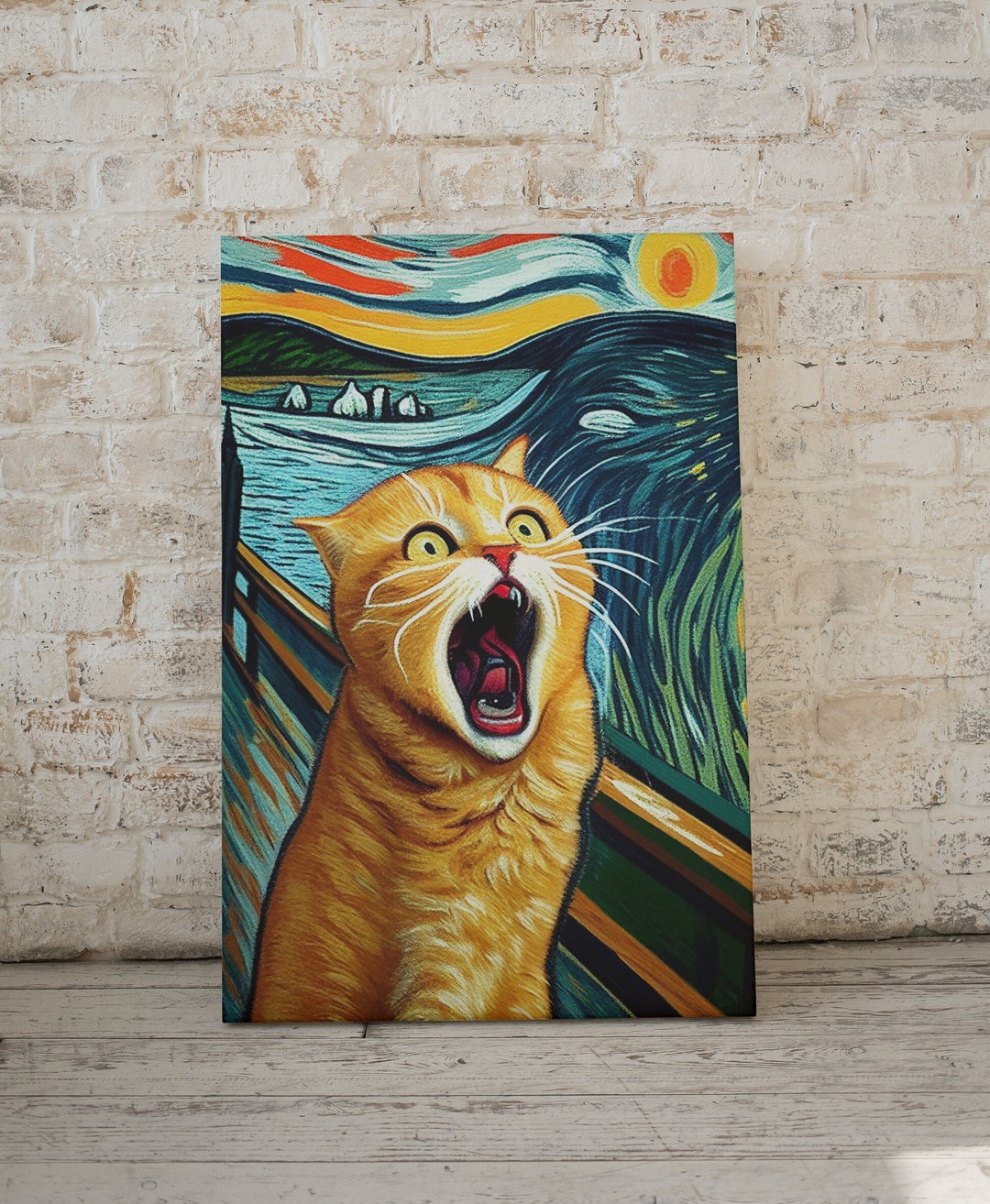 The Scream, Funny Cat Lover Gift, Edvard Munch Cat Poster, Digital Wall ...
