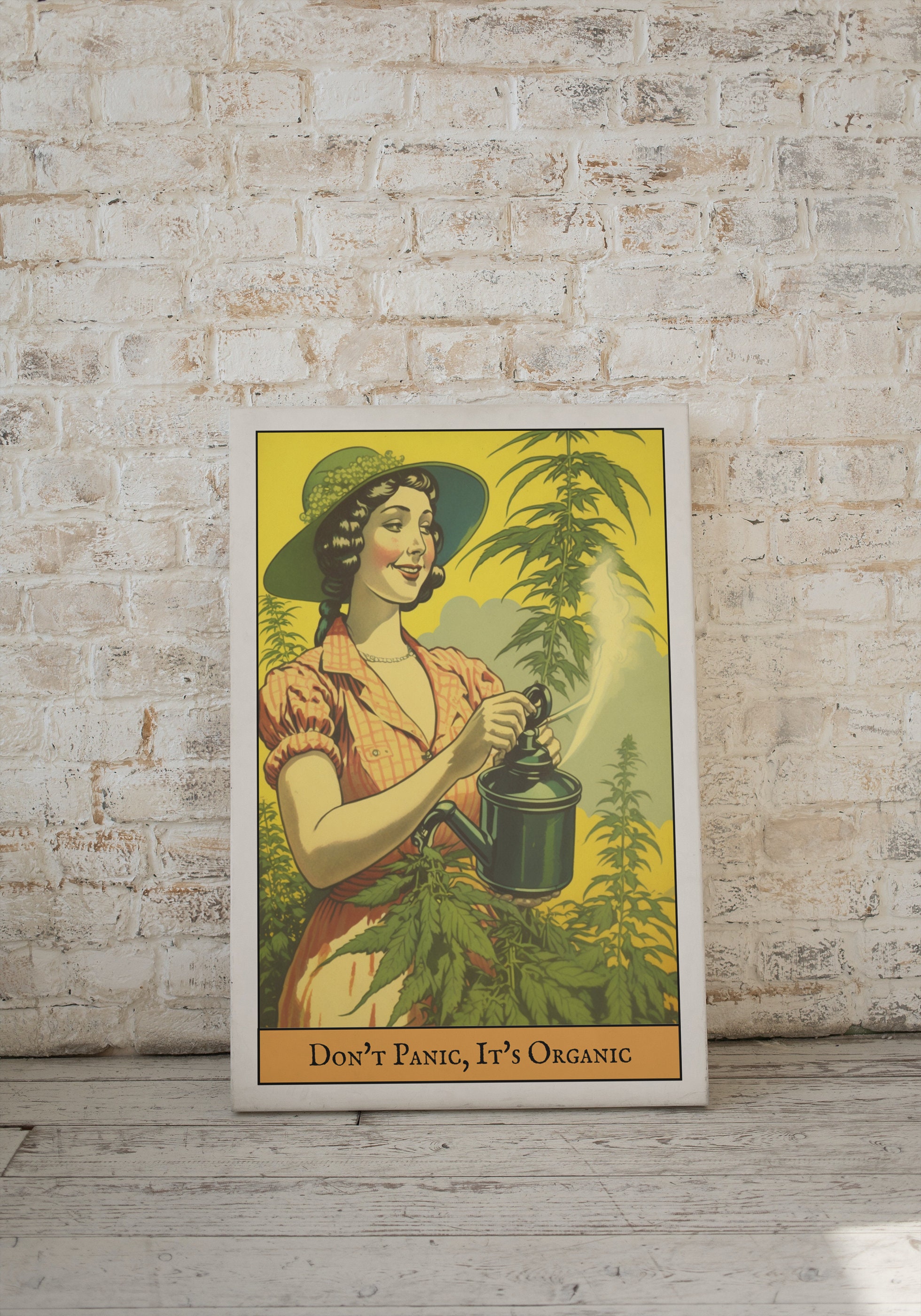 Don't Panic, It's Organic, Weed Girl, Weed Poster, Marijuana Art, 1950s ...