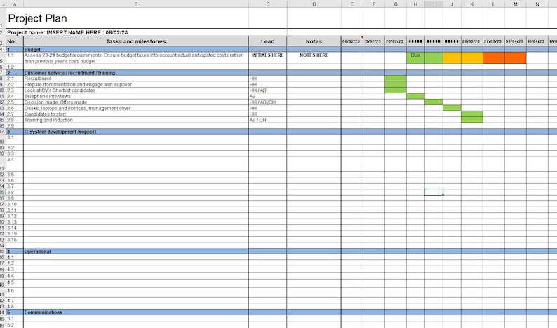 Simple Project Planner Excel, Project Planner Spreadsheet, Project ...