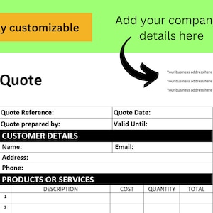 Editable Quotation Template, Editable Quote Template, Editable and ...