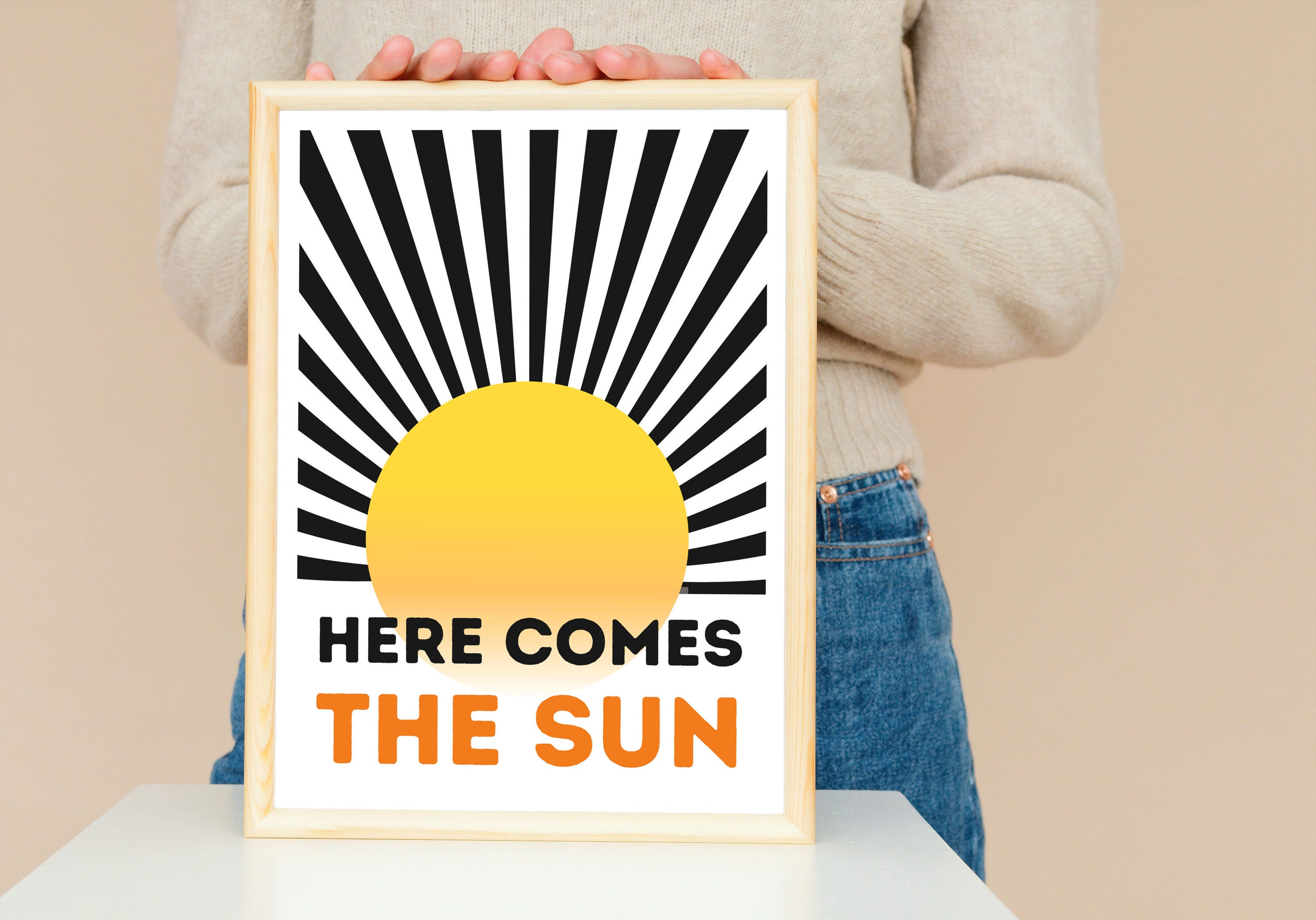 Here Comes the Sun, Hippie Print, Boho Wall Art 70s Poster, Hippie 60s ...