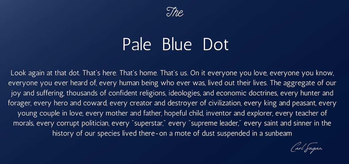 The Pale Blue Dot, Carl Sagan Inspirational Quote, Digital Art ...