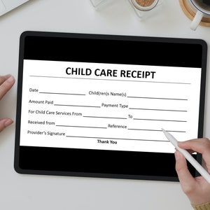Childcare Receipt Form, Daycare Receipt Template. Printable/editable ...