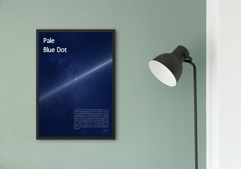 The Pale Blue Dot, Carl Sagan Inspirational Quote, Digital Art Astronomy Poster, Pale Blue Dot ...