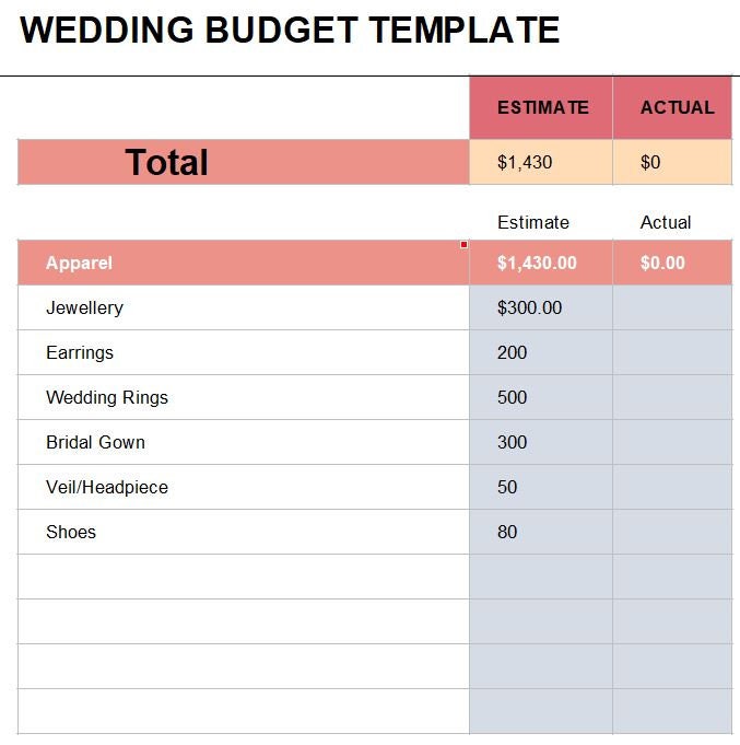 Wedding Budget Planner Excel, Simplistic Wedding Planning Spreadsheet ...
