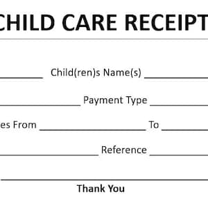 Childcare Receipt Form, Daycare Receipt Template. Printable/editable ...