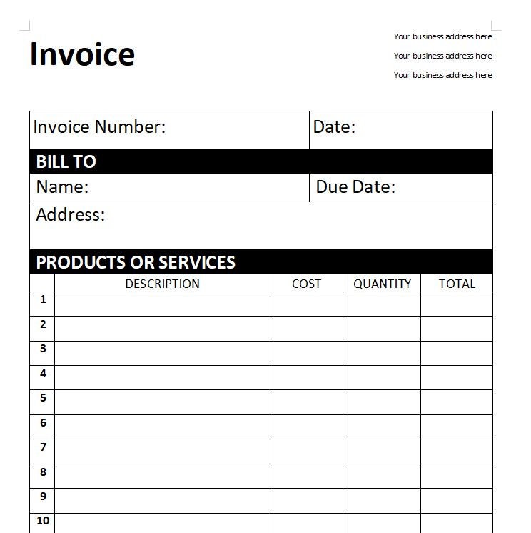 Printable Invoice Template - Etsy