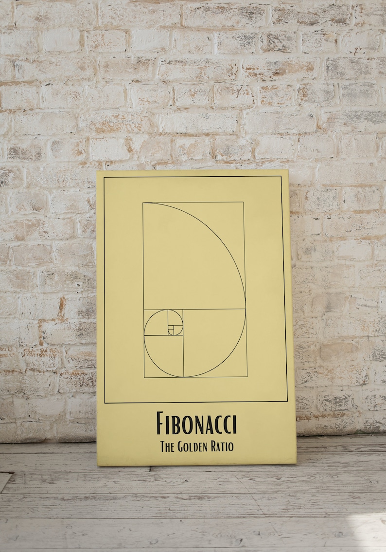 Mathematical Golden Ratio Poster, Fibonacci Spiral Wall Art, Fibonacci ...