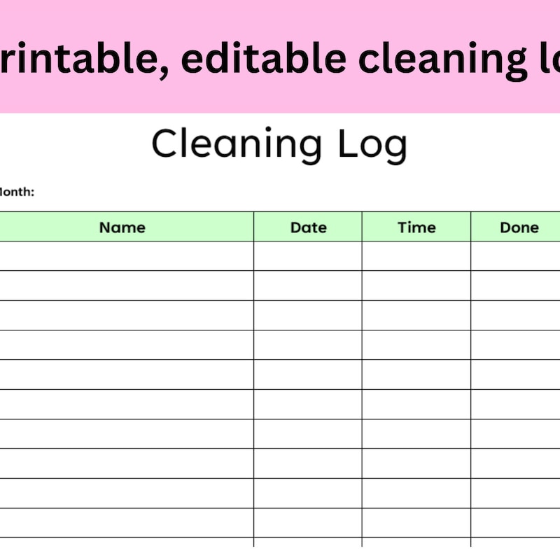 Cleaning Log Sheet - Etsy