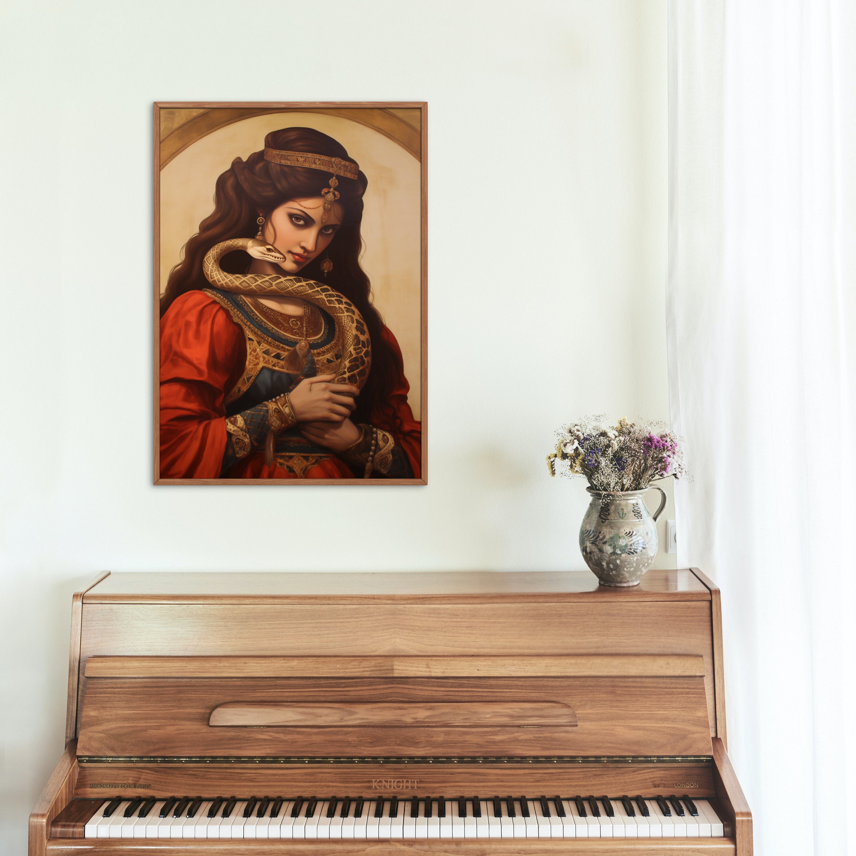 Lilith With Snake Wall Art, Vintage Oil Painting, Dark Art, Occult ...