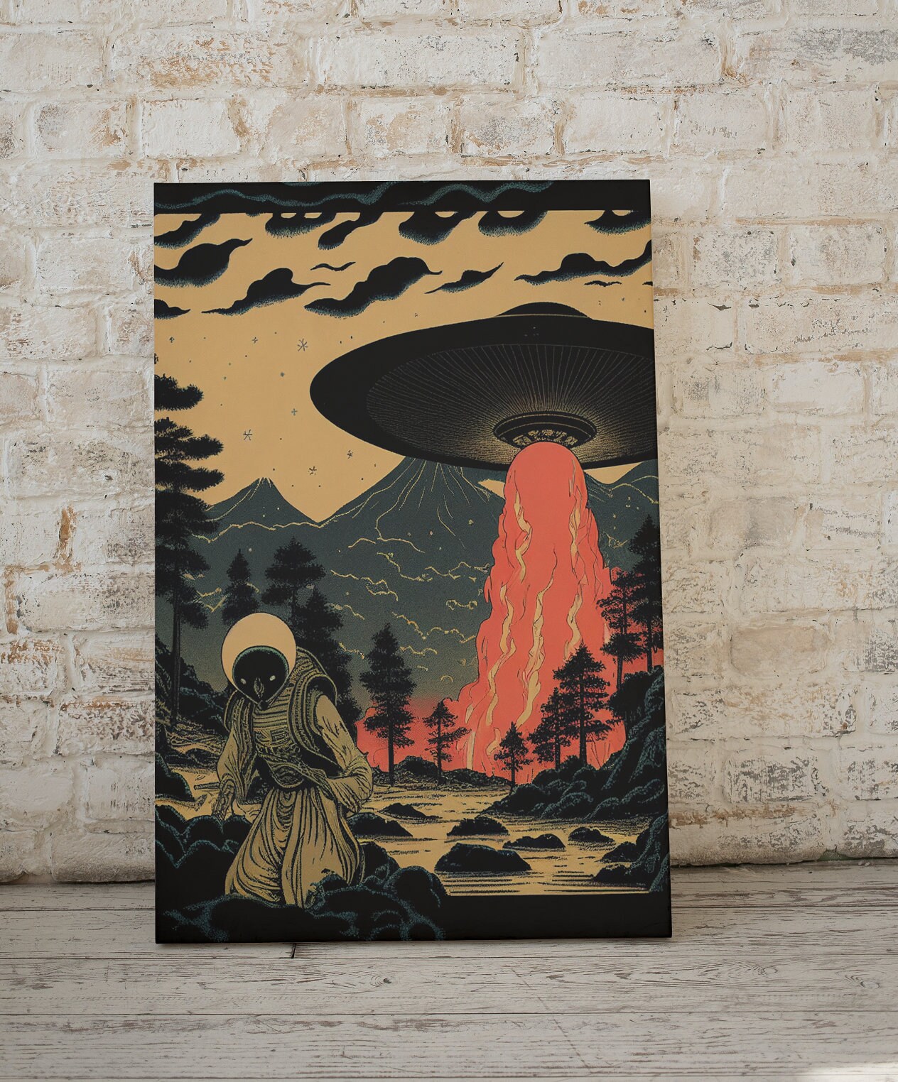 Ukiyo-e Inspired Sci-fi Wall Art Set of 6 Alien Invasion - Etsy
