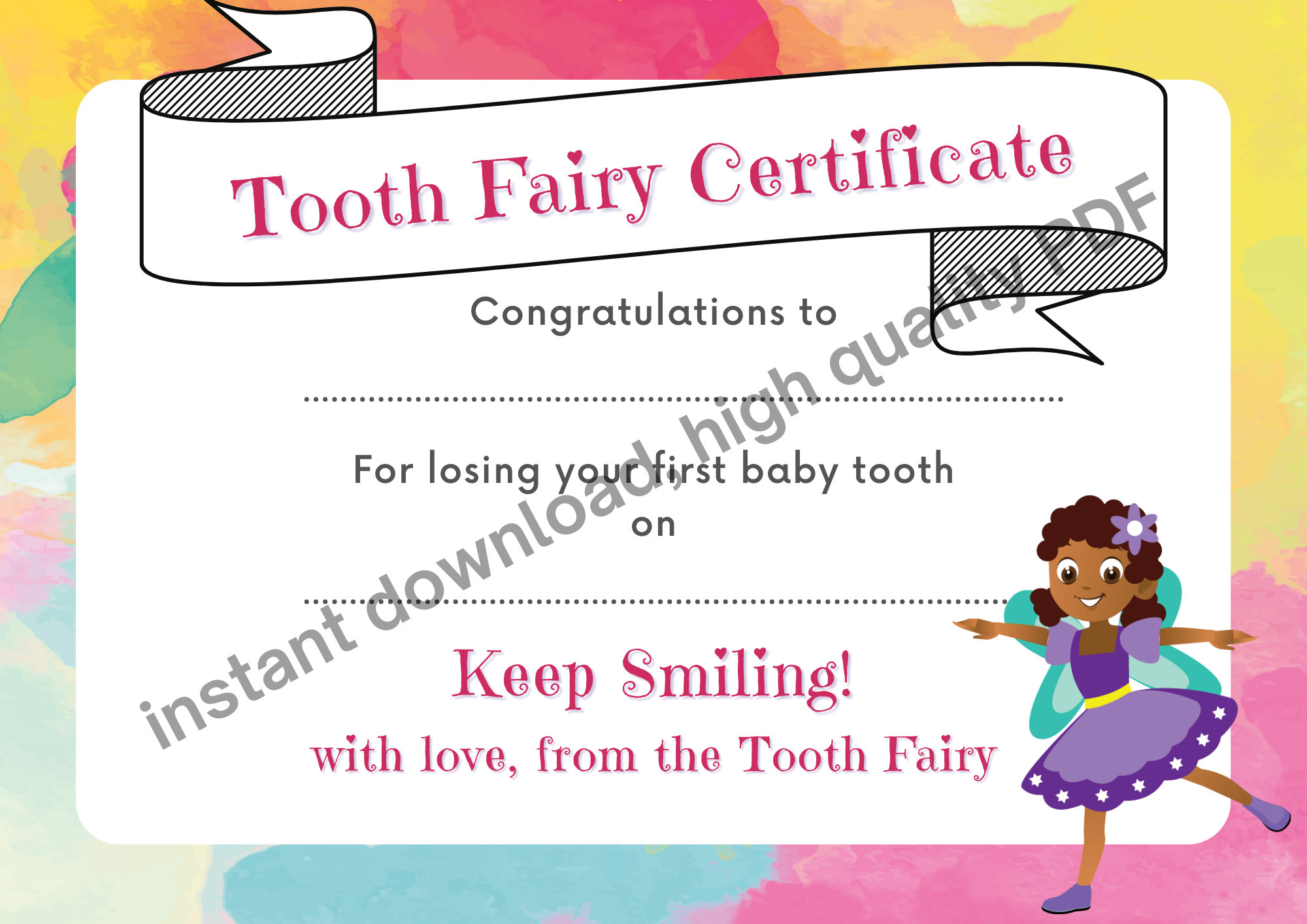 Tooth Fairy Certificate, Tooth Fairy Letter, First Lost Tooth ...