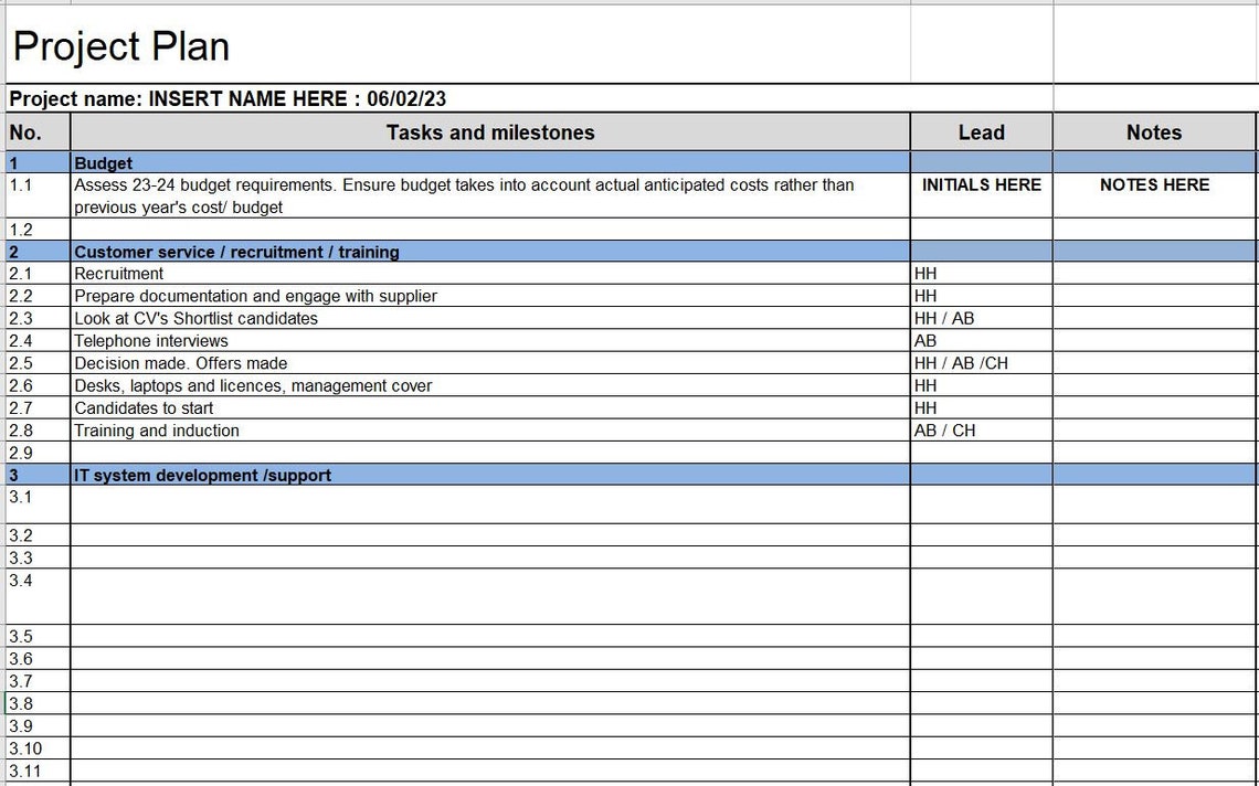 Simple Project Planner Excel, Project Planner Spreadsheet, Project ...