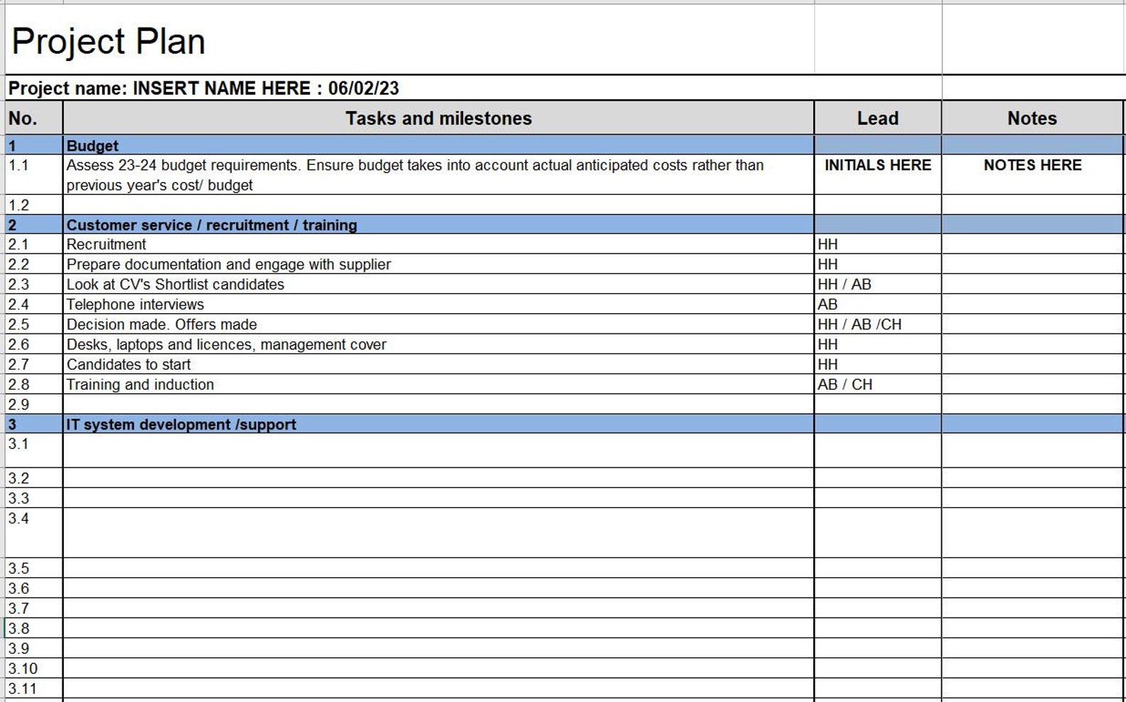 Simple Project Planner Excel, Project Planner Spreadsheet, Project ...