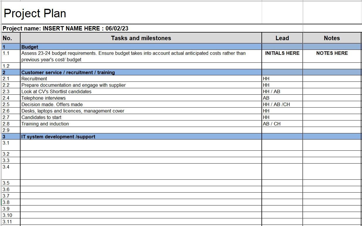 Simple Project Planner Excel, Project Planner Spreadsheet, Project ...