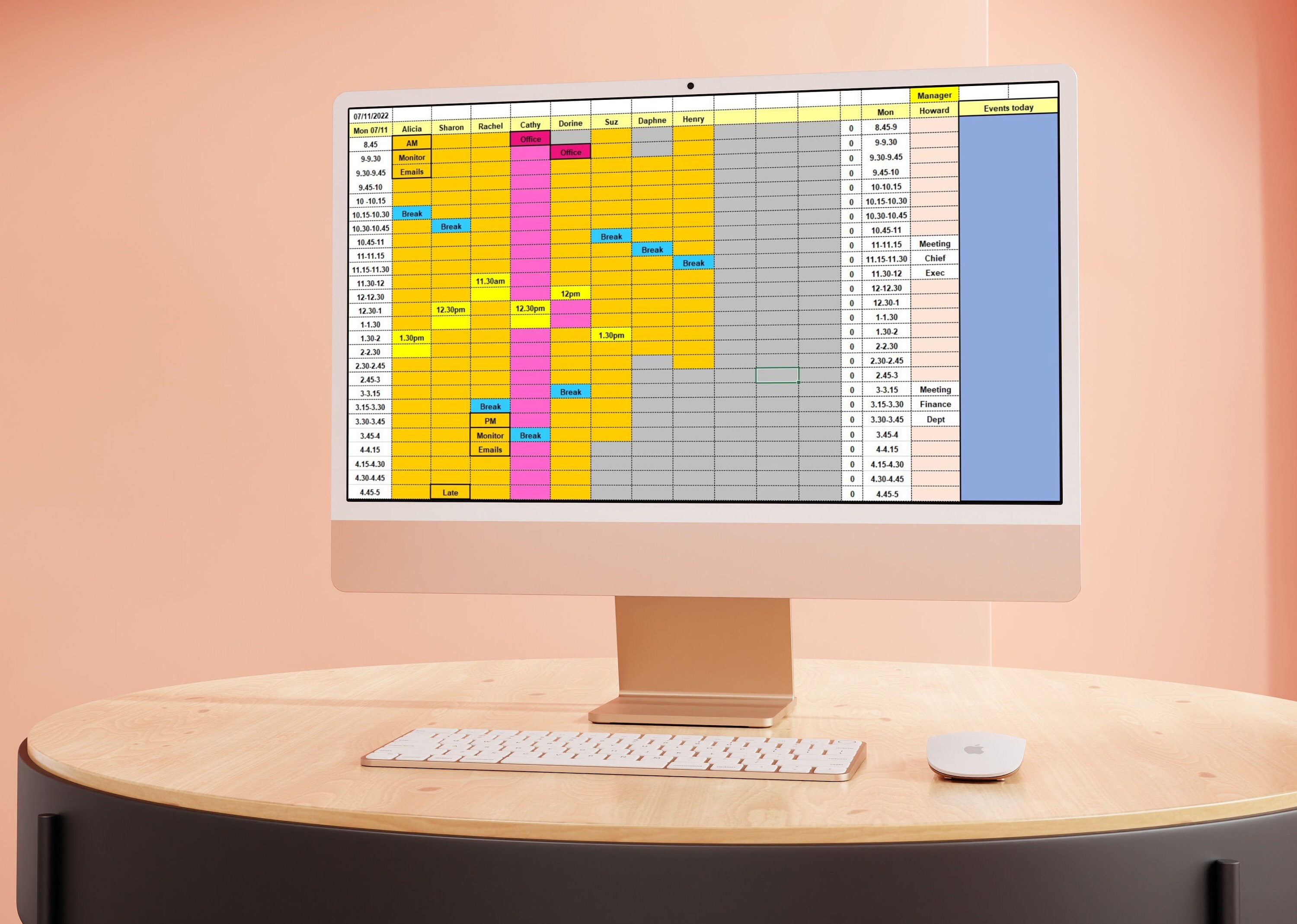 Staff Rota, Staff Roster, Schedule for Work, Shift Manager - Excel - Etsy