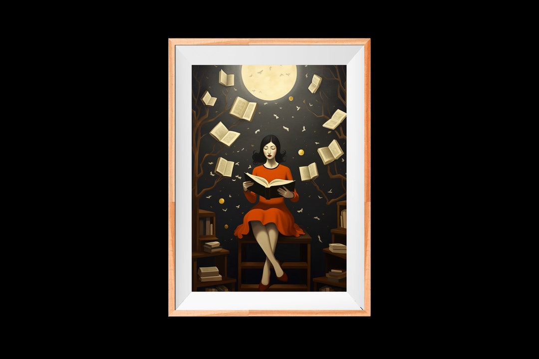 Reading Grows My Knowledge, Folk-art Style Illustration, Boho Witchy ...