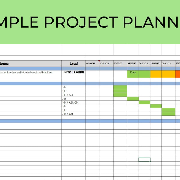 Simple Project Management Template Excel - Etsy Simple Project Management Template Excel - Etsy