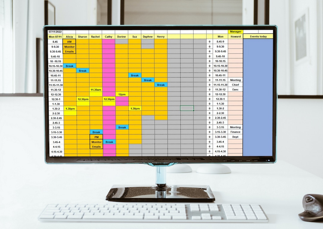 Staff Rota, Staff Roster, Schedule for Work, Shift Manager - Excel - Etsy
