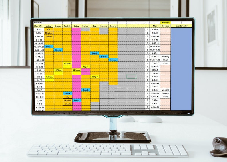 Staff Rota, Staff Roster, Schedule for Work, Shift Manager - Excel - Etsy