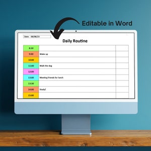 Minimalist Daily Routine, Editable on Word, Printable Digital File ...