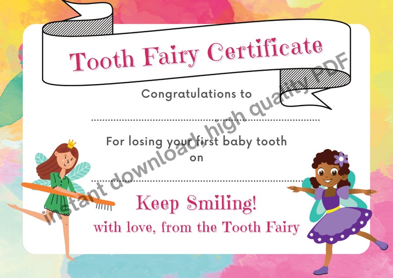 Tooth Fairy Certificate, Tooth Fairy Letter, First Lost Tooth ...