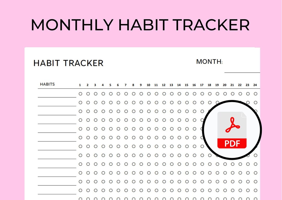 Printable Monthly Habit Tracker, Habit Tracking PDF, Habit Tracker ...