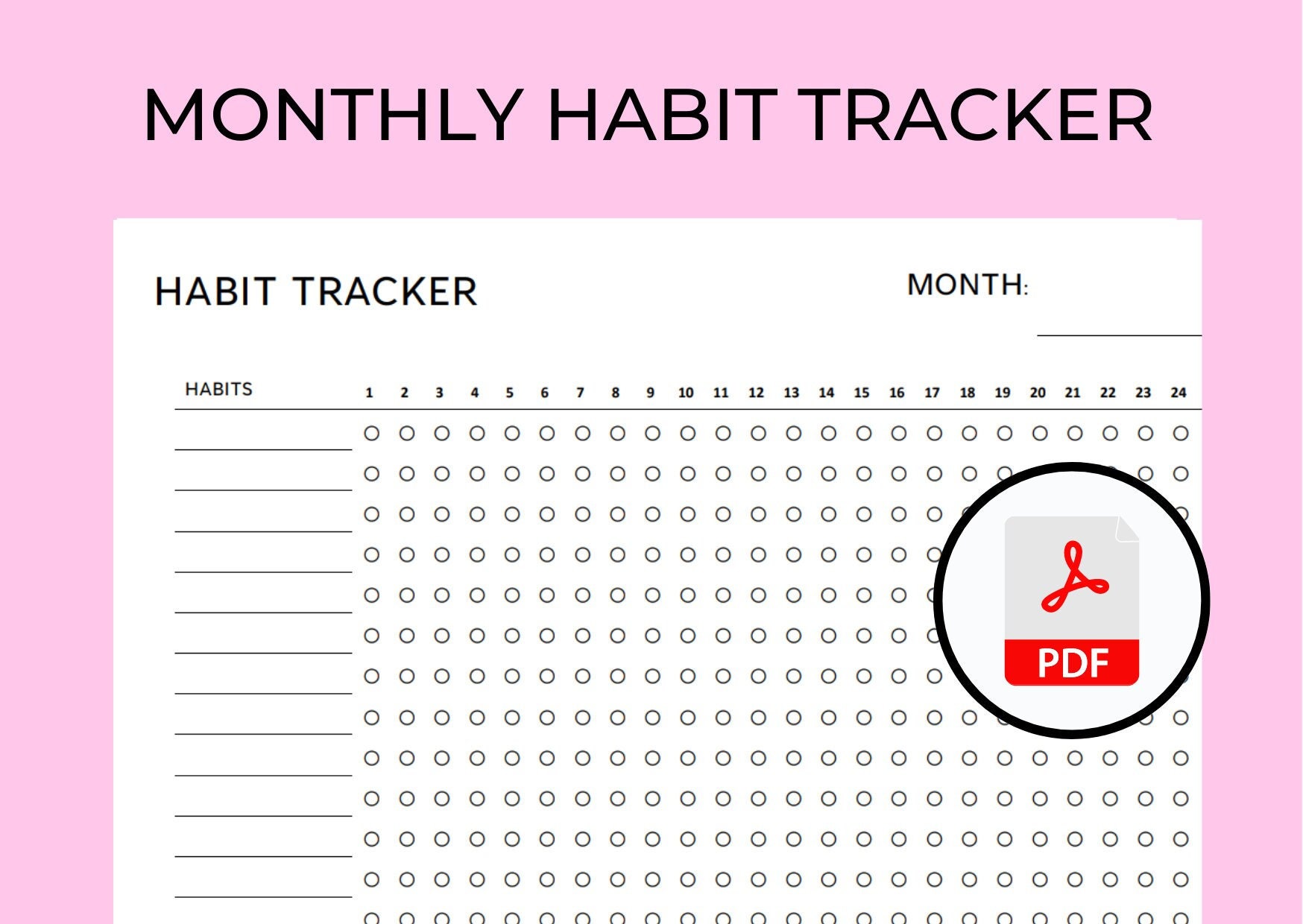 Printable Monthly Habit Tracker, Habit Tracking PDF, Habit Tracker ...