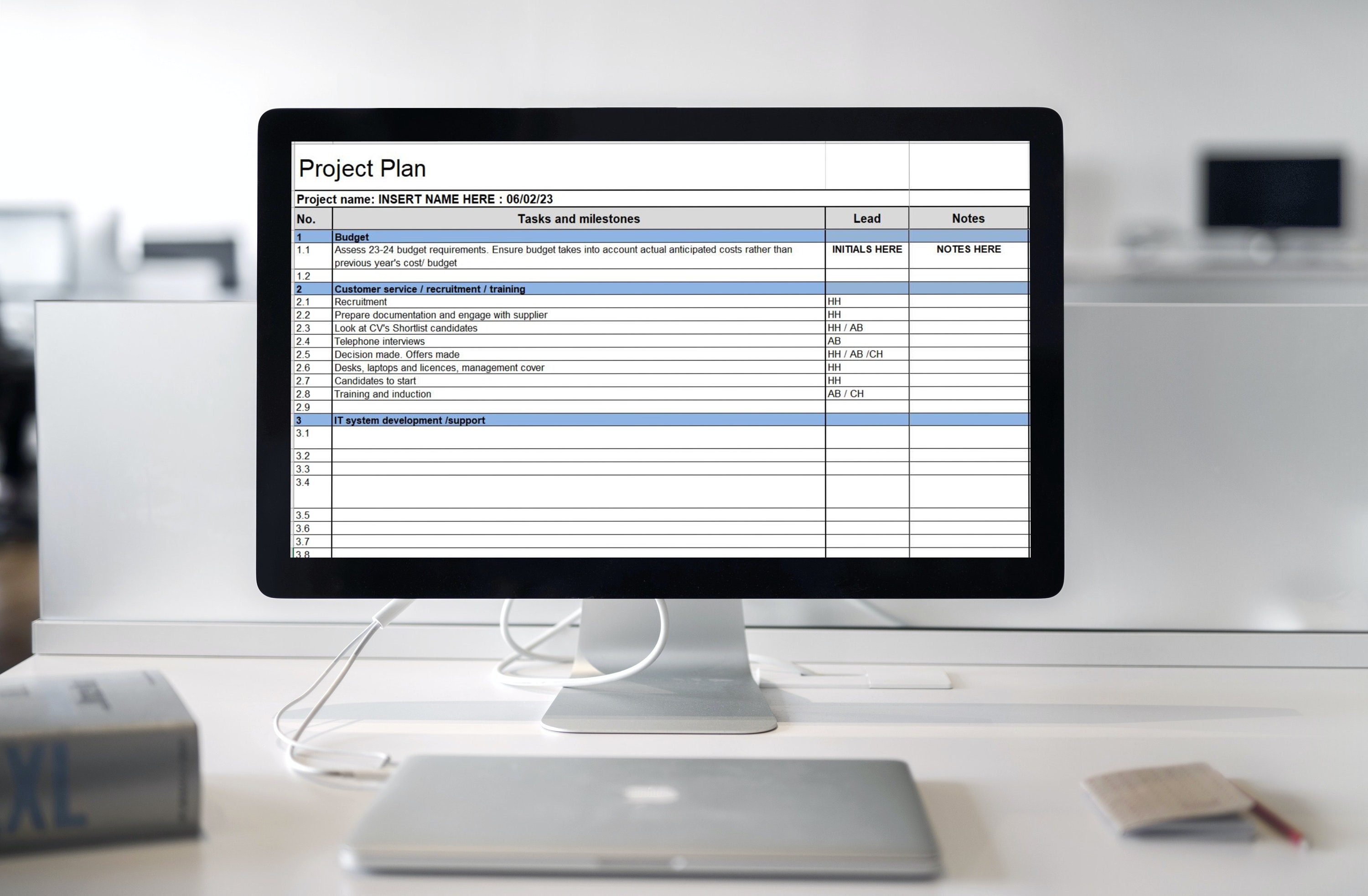 Simple Project Planner Excel, Project Planner Spreadsheet, Project ...