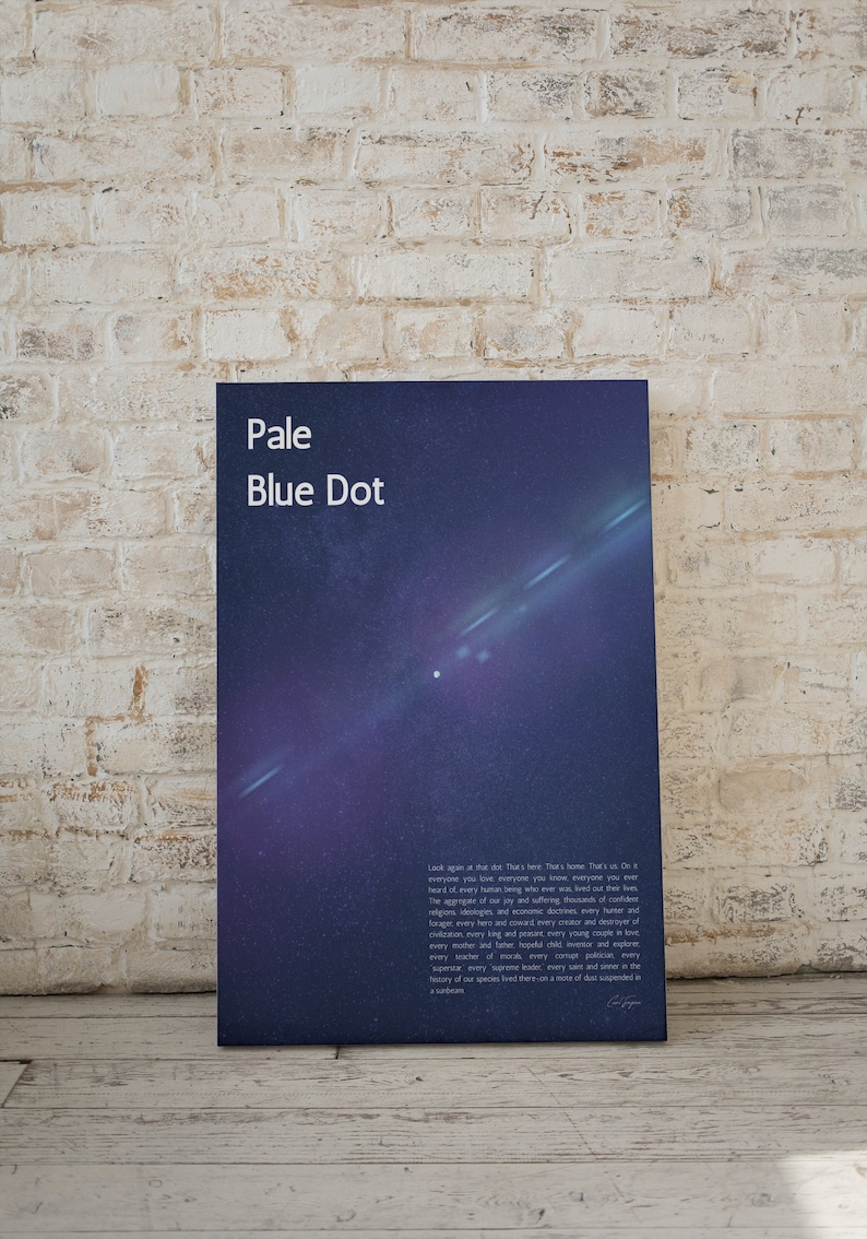 The Pale Blue Dot, Carl Sagan Inspirational Quote, Digital Art Astronomy Poster, Pale Blue Dot ...