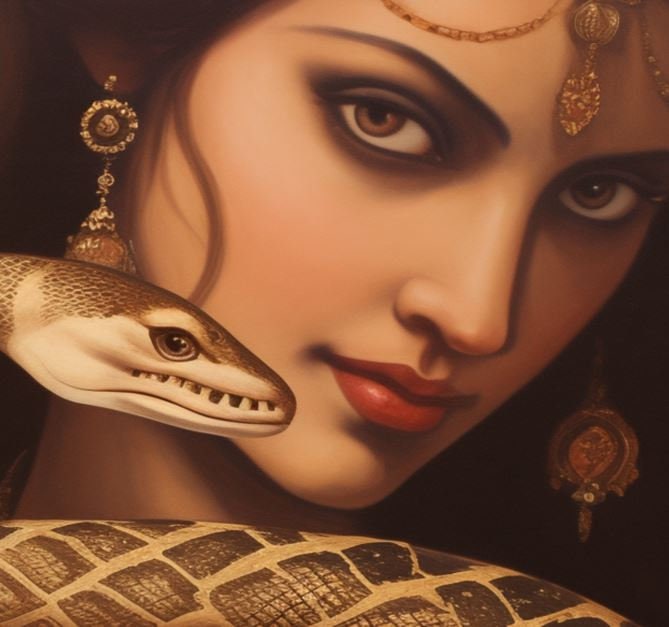 Lilith With Snake Wall Art, Vintage Oil Painting, Dark Art, Occult ...