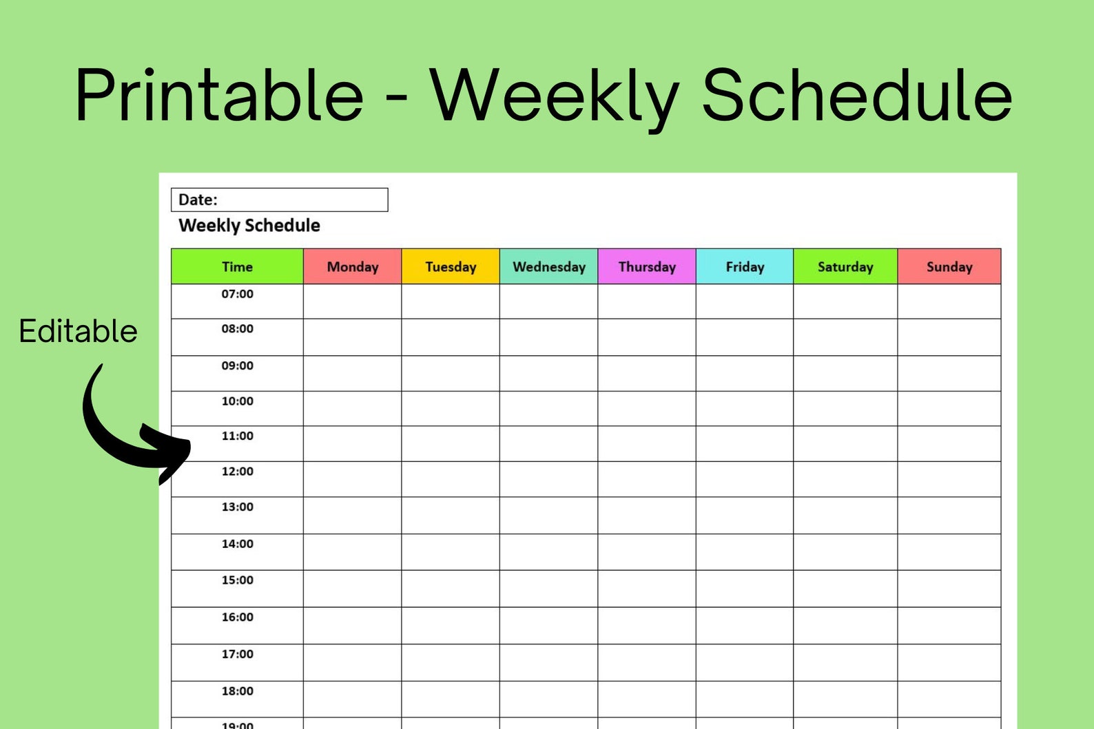 Editable Weekly Schedule, Printable Weekly Schedule - Etsy
