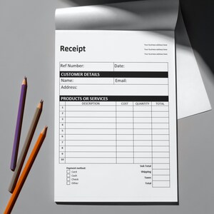 Printable Receipt Template, Editable Receipt Template - Etsy
