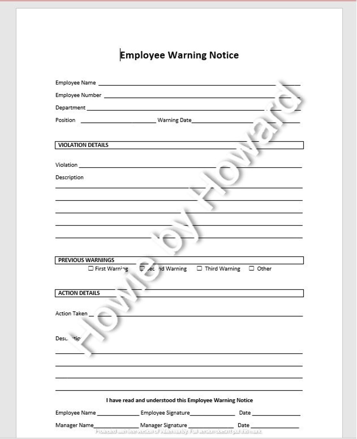 Employee Written Warning Notice, Editable Form (digital Download) - Etsy