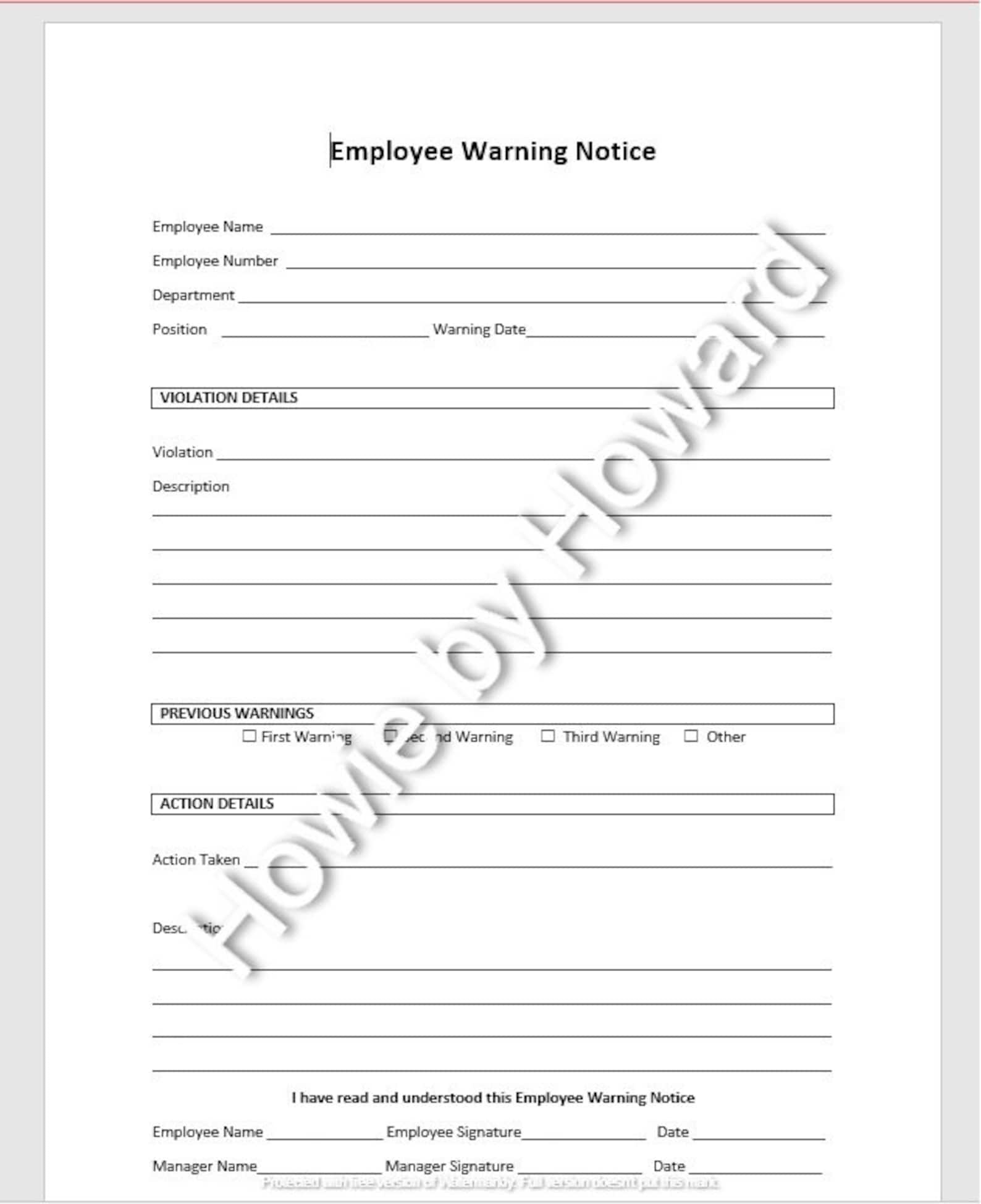 Employee Written Warning Notice for Work, Employee Discipline, Employee ...