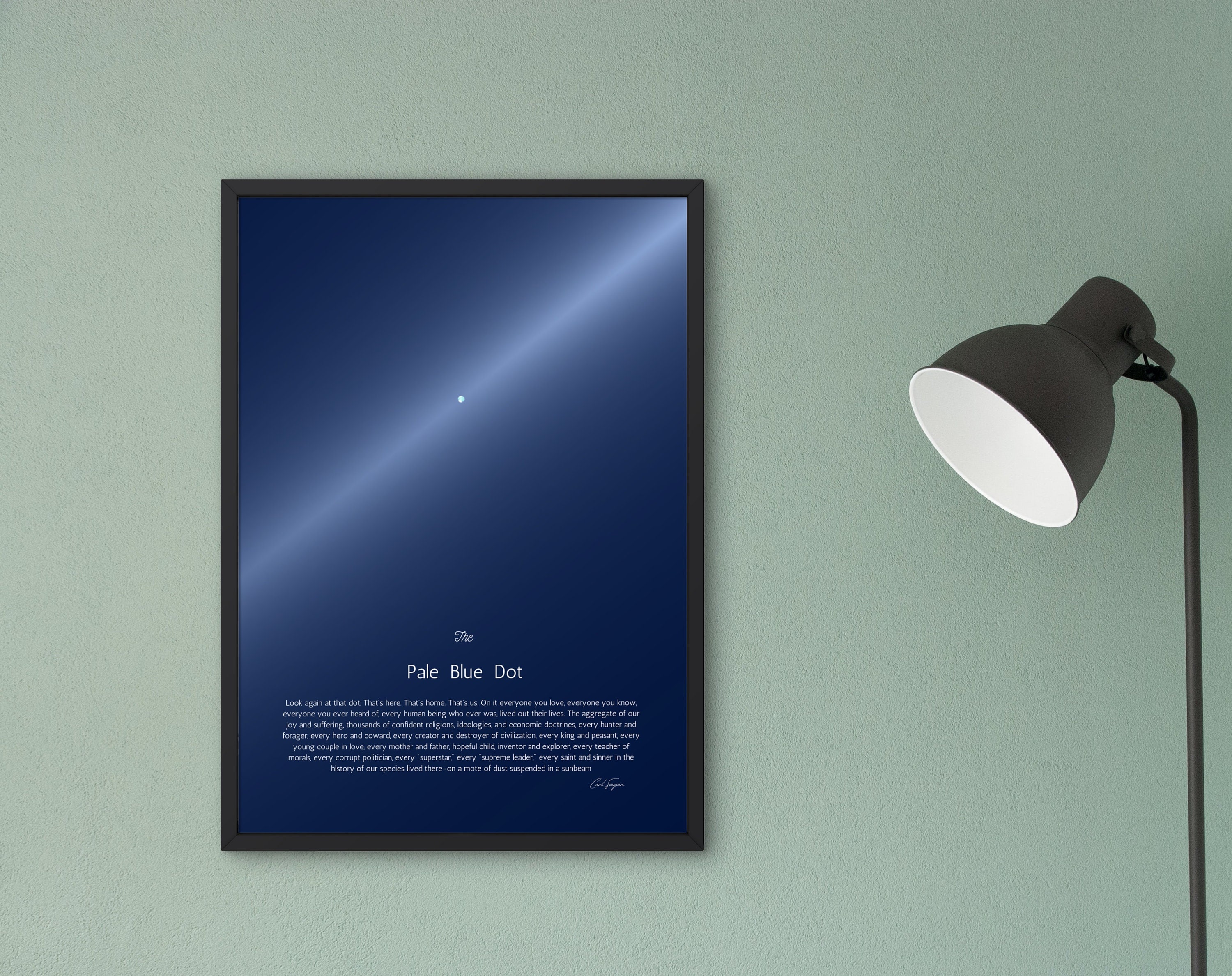 The Pale Blue Dot, Carl Sagan Inspirational Quote, Digital Art Astronomy Poster, Pale Blue Dot ...