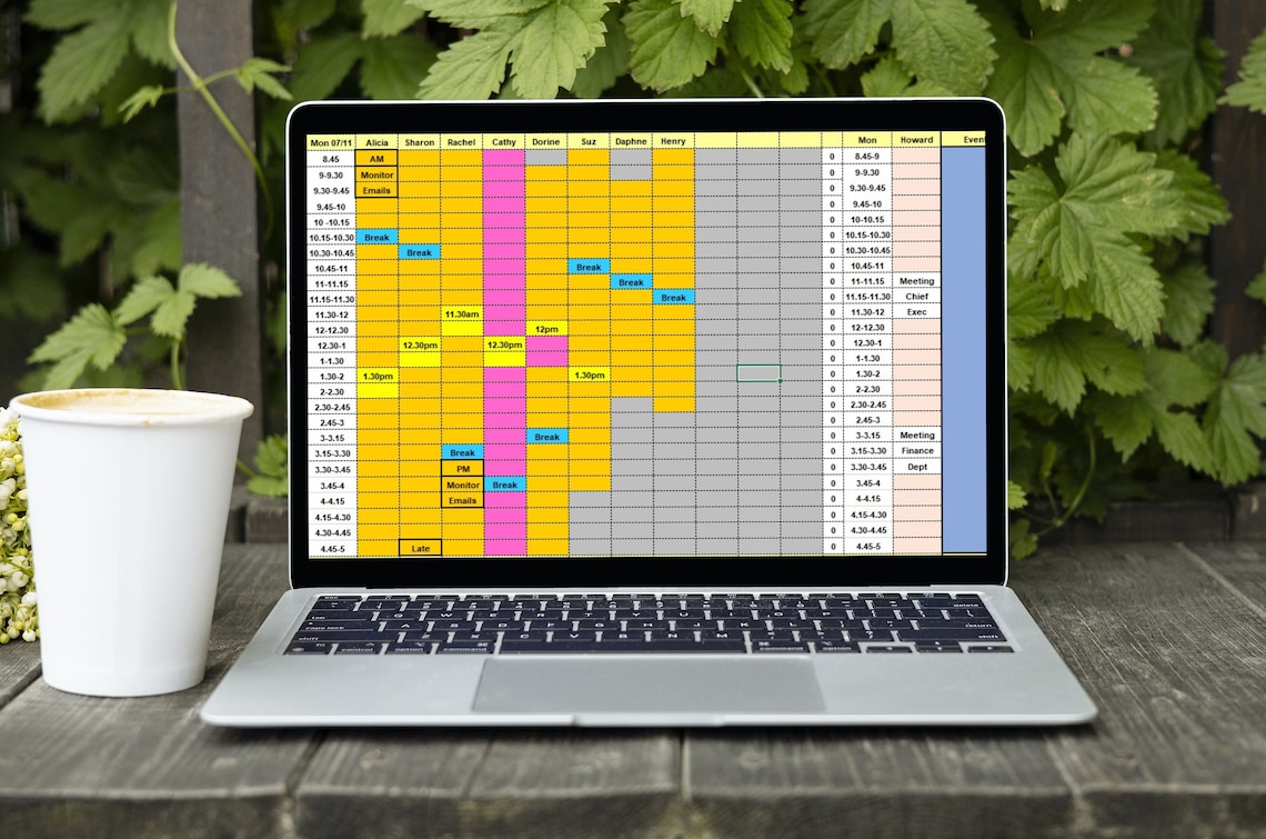 Staff Rota, Staff Roster, Schedule for Work, Shift Manager - Excel - Etsy