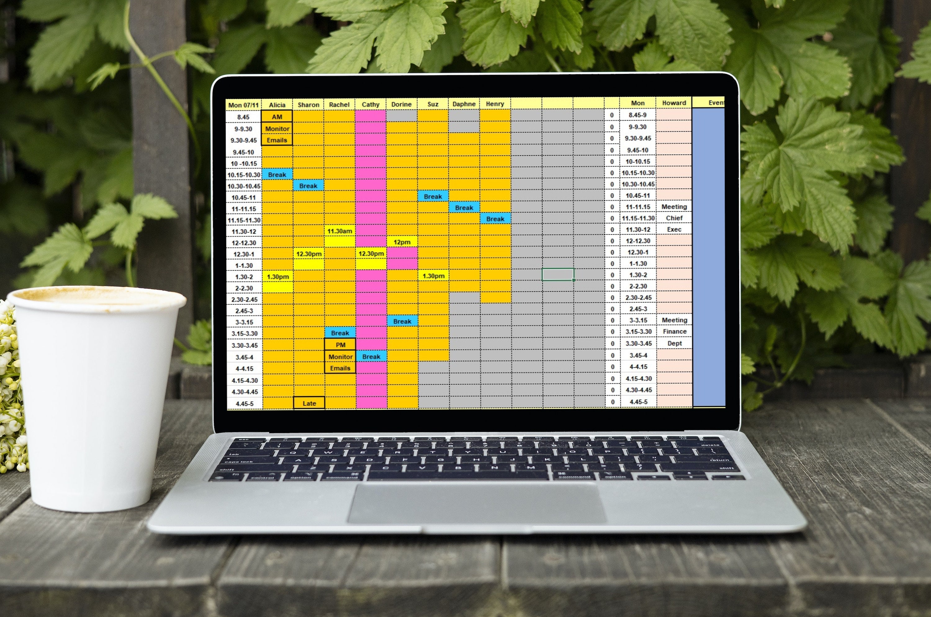 Staff Rota, Staff Roster, Schedule for Work, Shift Manager - Excel - Etsy